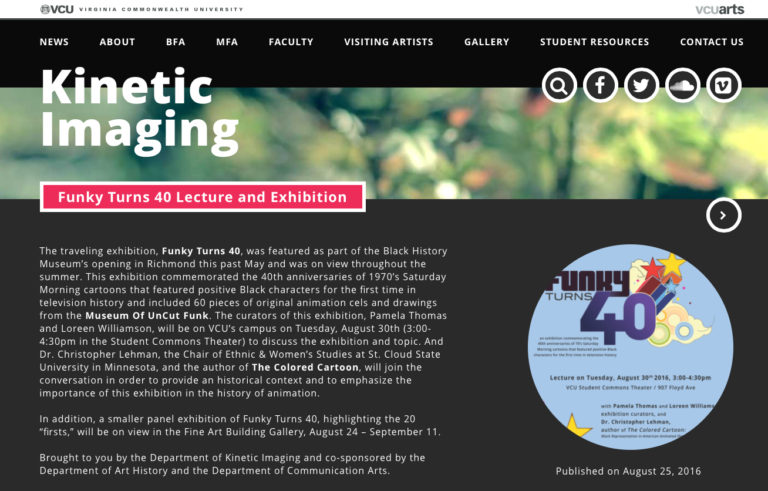 Funky Turns 40: Black Character Revolution Firsts Panel Exhibition At VCU Kinetic Imaging – The ...